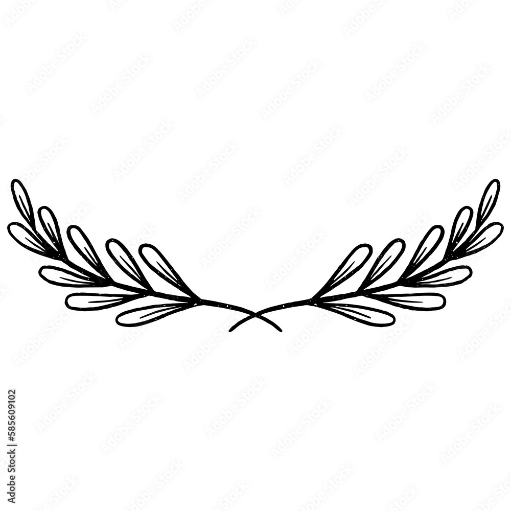 Floral wreath line art element for wedding card, invitation card ...