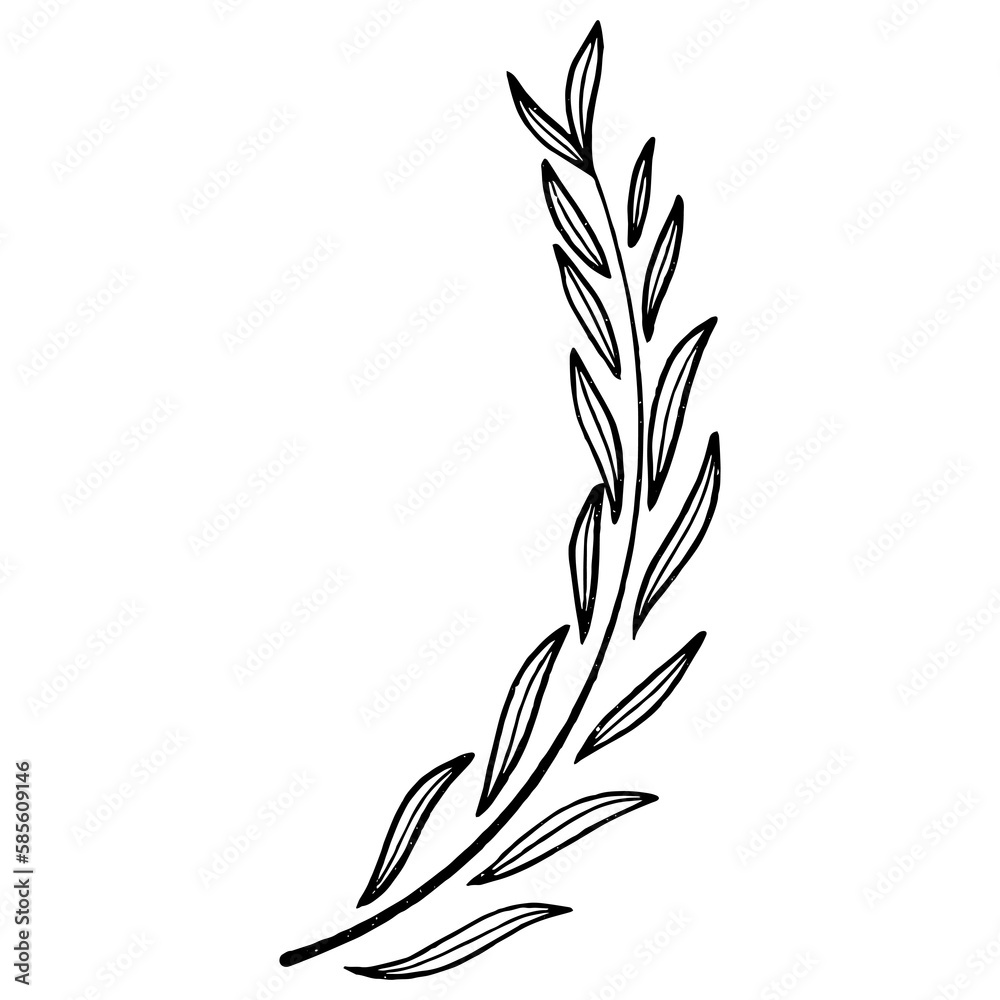 Floral wreath line art element for wedding card, invitation card ...