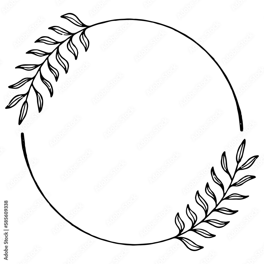 Floral wreath line art element for wedding card, invitation card ...