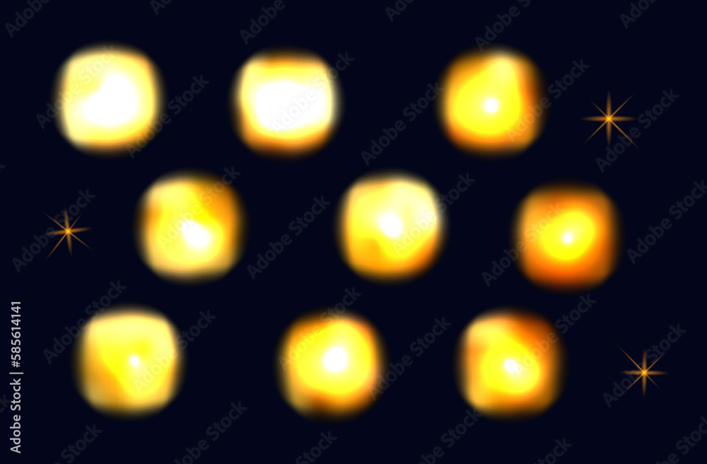 Gold flash. A bright ray of golden glow, a reflection of fiery light ...