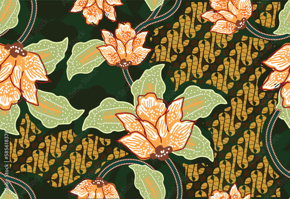 Indonesian batik motifs with very distinctive plant patterns Stock ...
