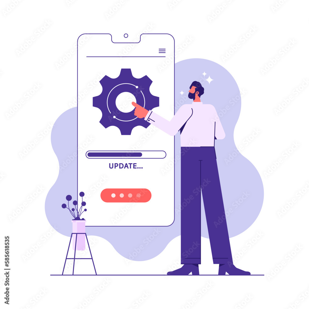 Operation System Update Progress Concept Data Synchronize Process And Installation Program