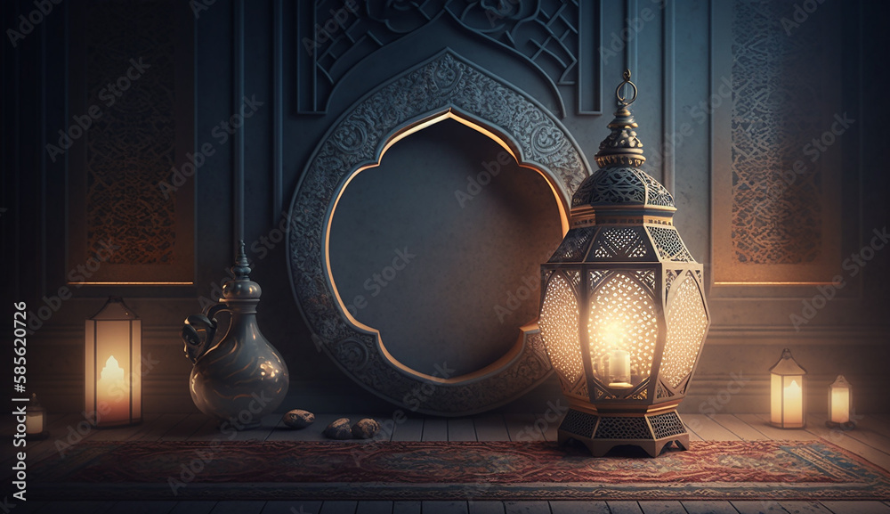 Islamic background with lighting and decorations photorealistic ...