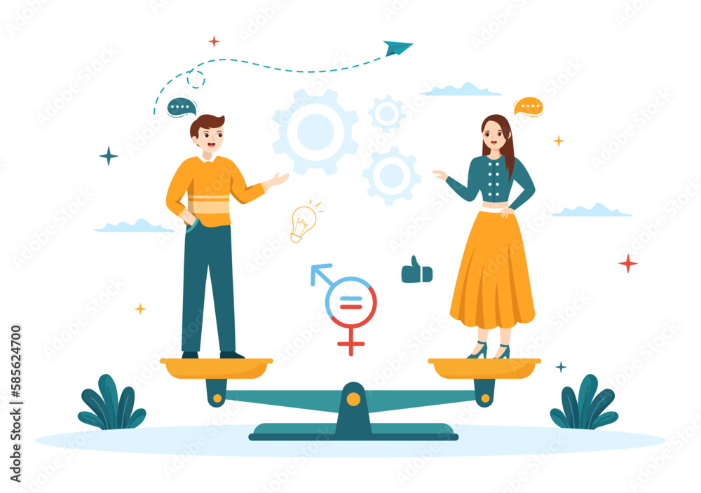 Sexism Illustration with Gender Inequality Between Men and Women in ...