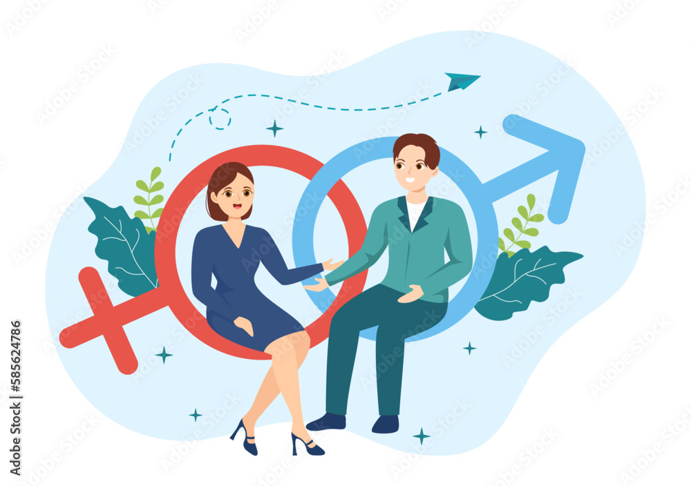 Sexism Illustration with Gender Inequality Between Men and Women in ...