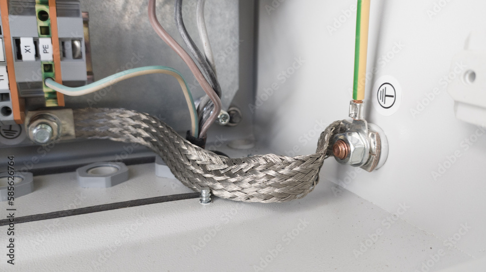 An electrical earthing line connection point of the electric panel body ...