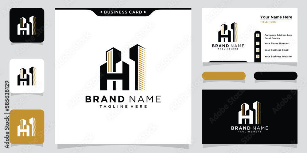 Building With Initial H Letter Monogram Logo Design Stock Vector ...