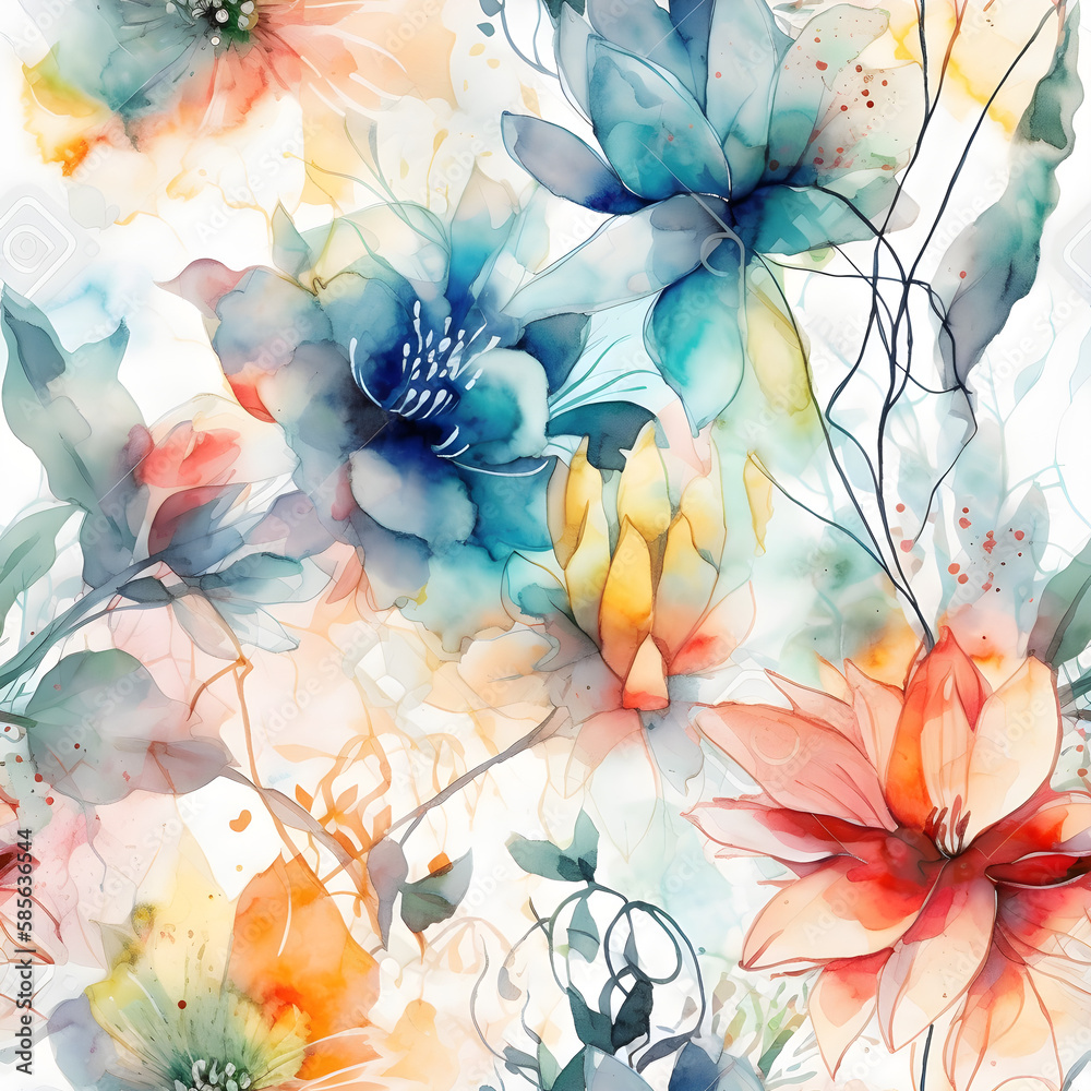 watercolor floral background,masterpiece ,organza, watercolor, floral ...
