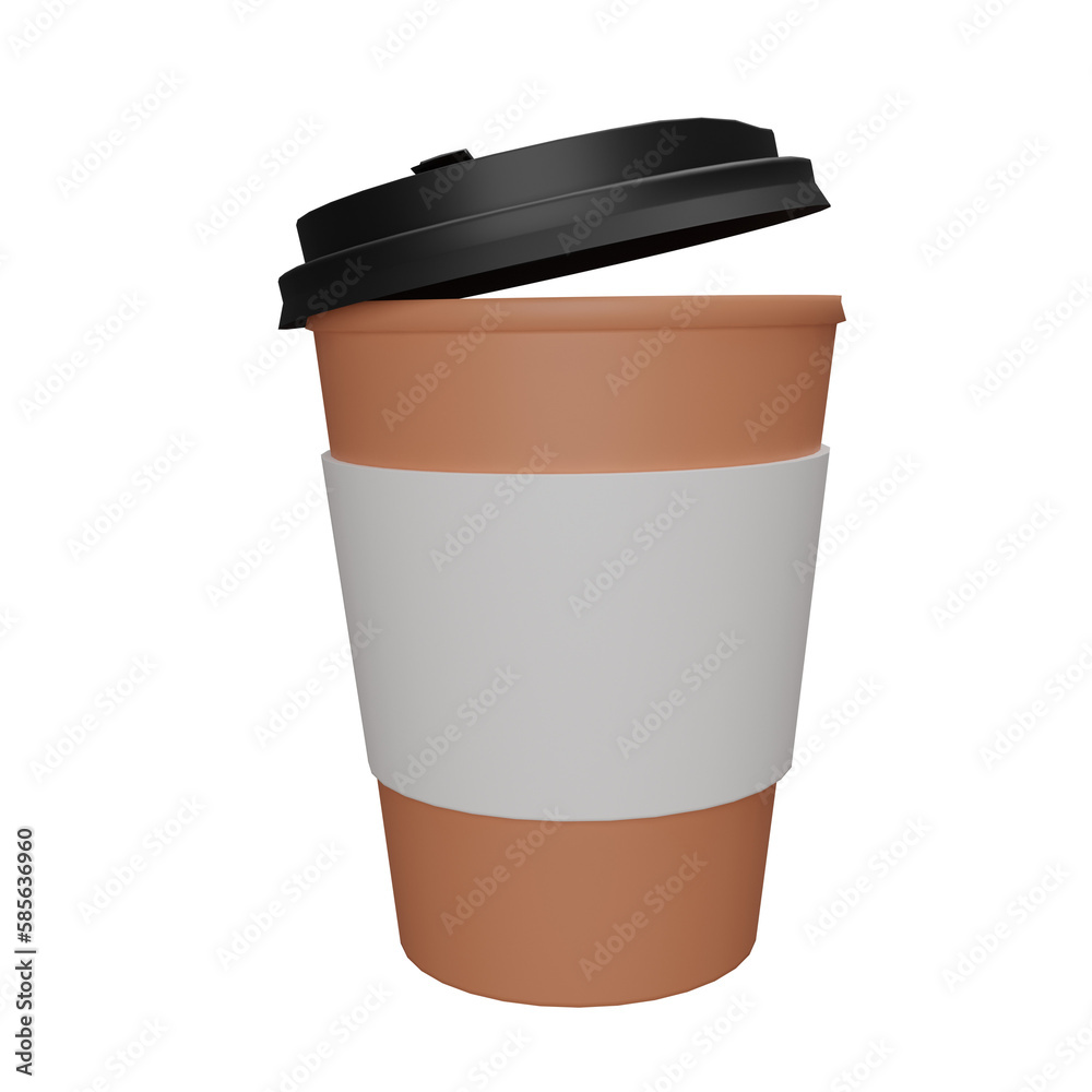 3d rendering kopi cup cokelat kosong untuk desain moc up brand anda ...