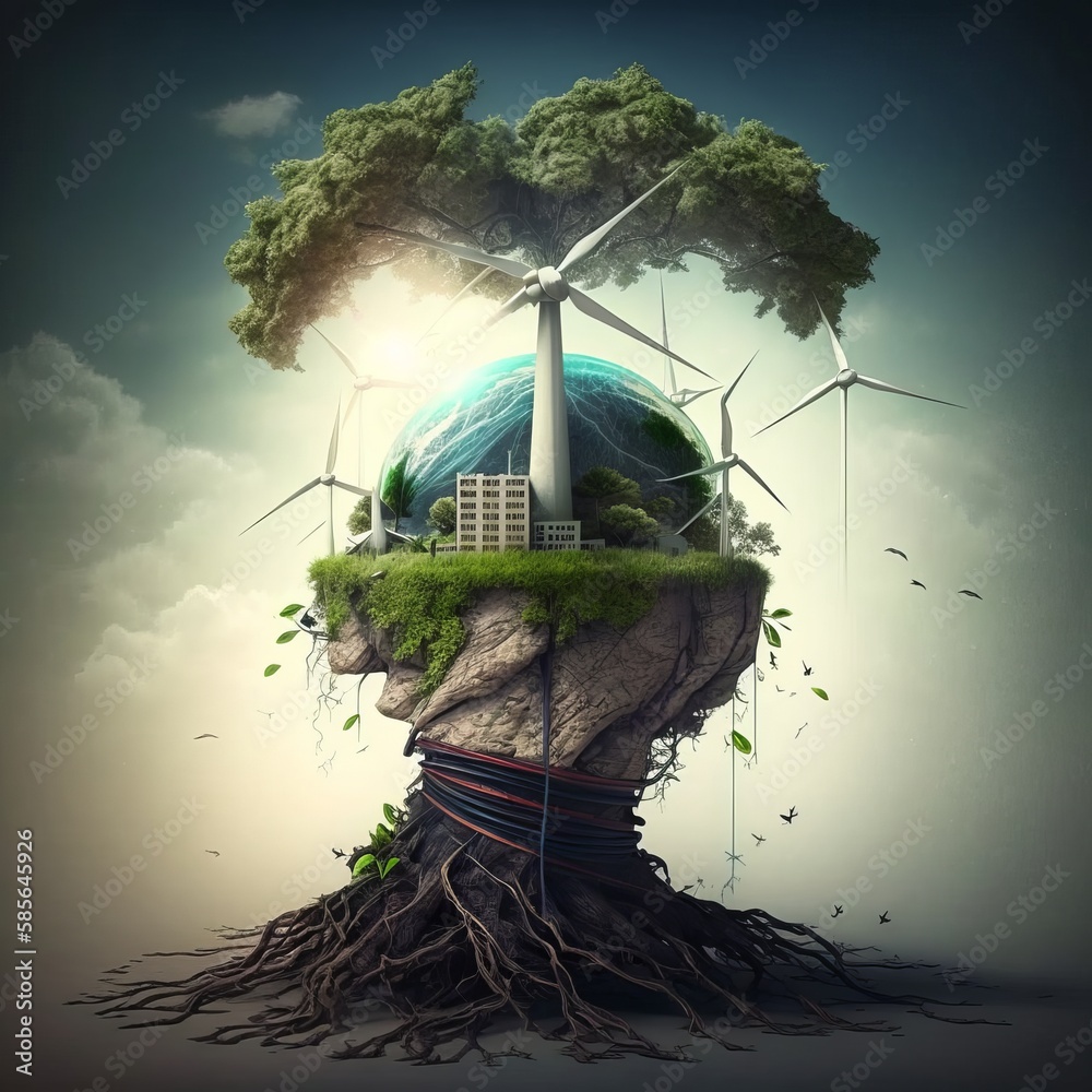 World environment day text with a full view of planet earth and nature ...