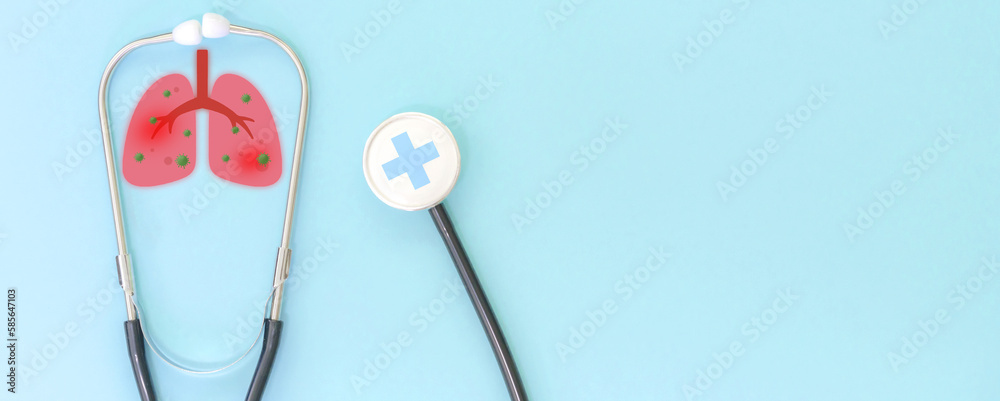 Lung health therapy with stethoscope,respiratory disease,lung cancer ...