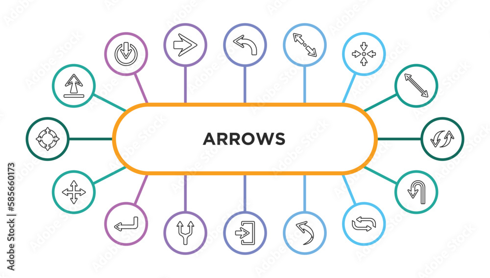 arrows outline icons with infographic template. thin line icons such as ...