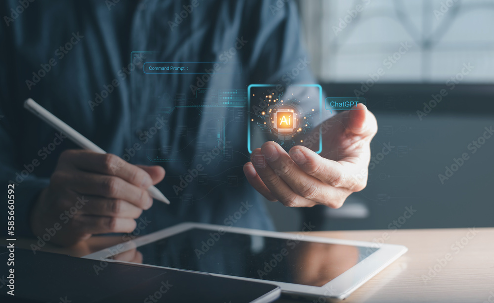 Artificial Intelligence technology and businessmen connect Chatgpt Chat ...