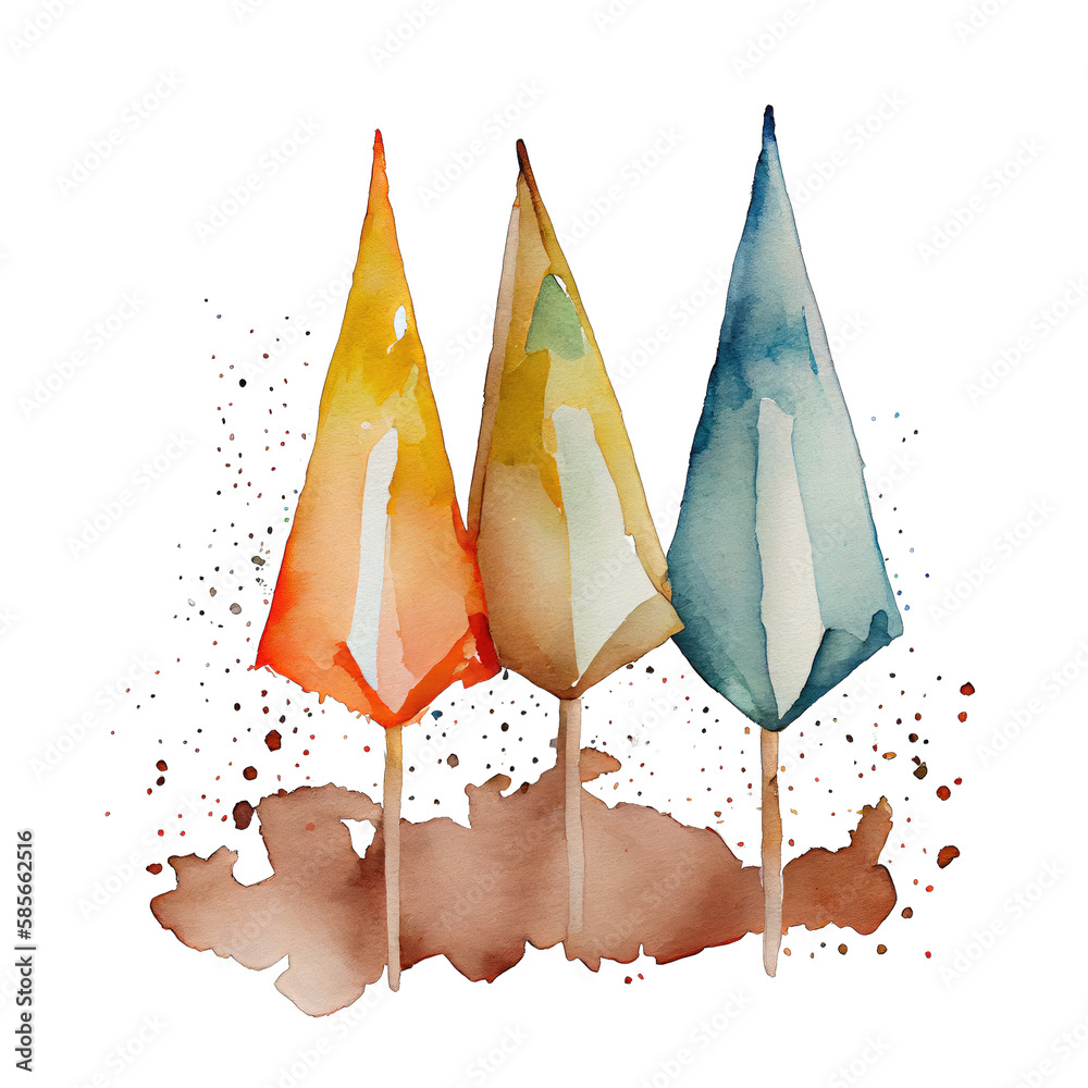 Watercolor clipart of a Tent stakes. Transparent background. Generative ...