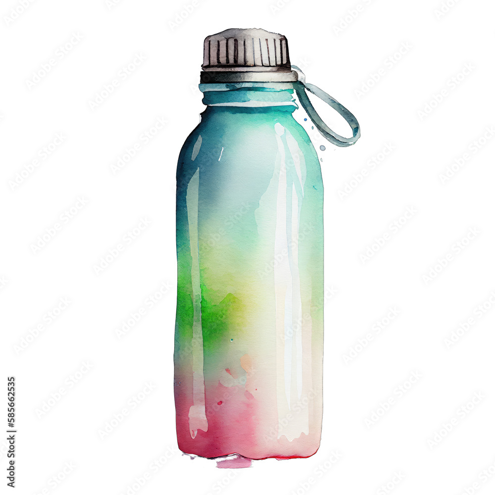 Watercolor clipart of a Water bottle. Transparent background ...