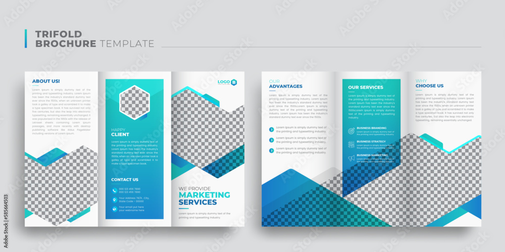 Business trifold Brochure template design, Set of Modern Abstract ...