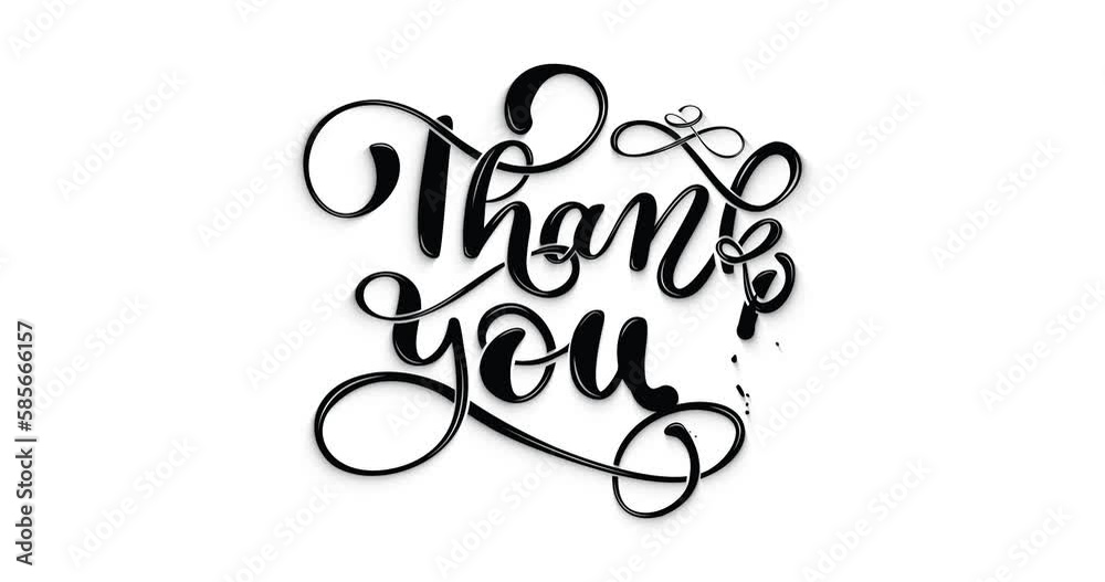 Thank you animation text in black color on the white screen alpha ...