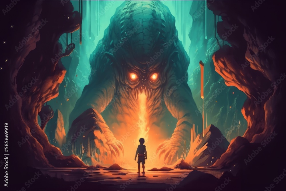 Journey into the Unknown: A Man's Encounter with a Mysterious Land and its Monstrous Guardian in ...