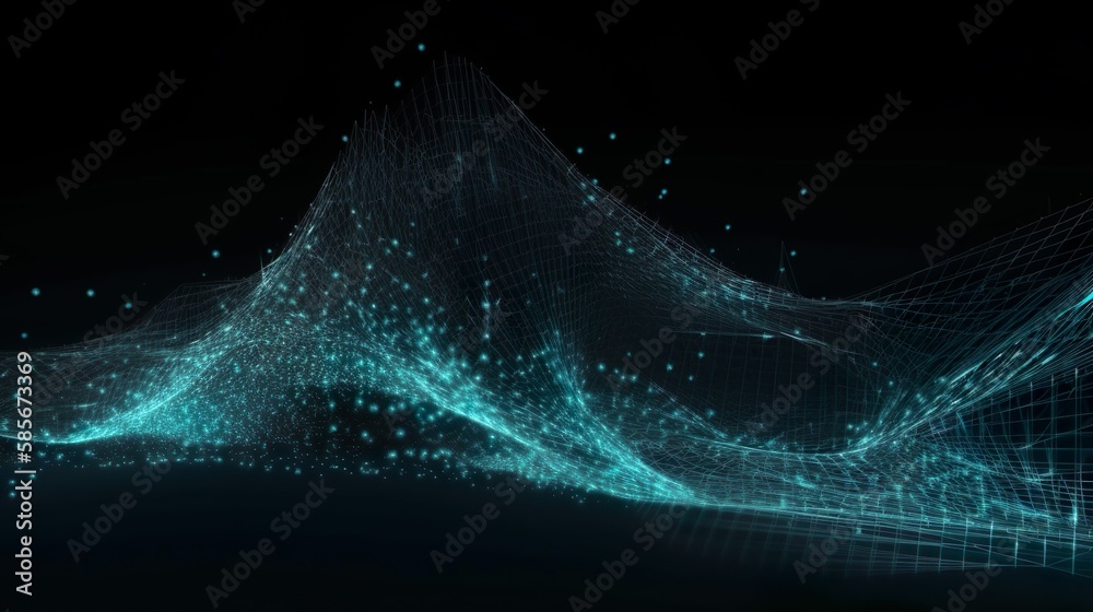 Neuronale Netze 3D-Illustration. Big Data und Cybersicherheit ...