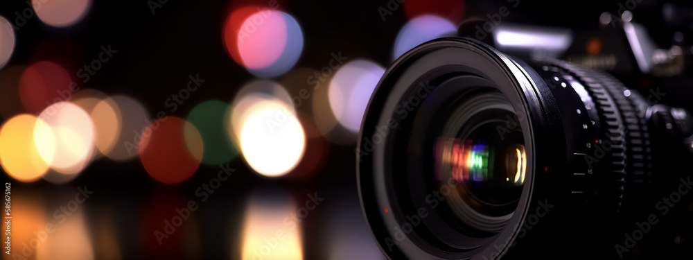 Camera lens on bokeh background, generative ai digital illustration ...