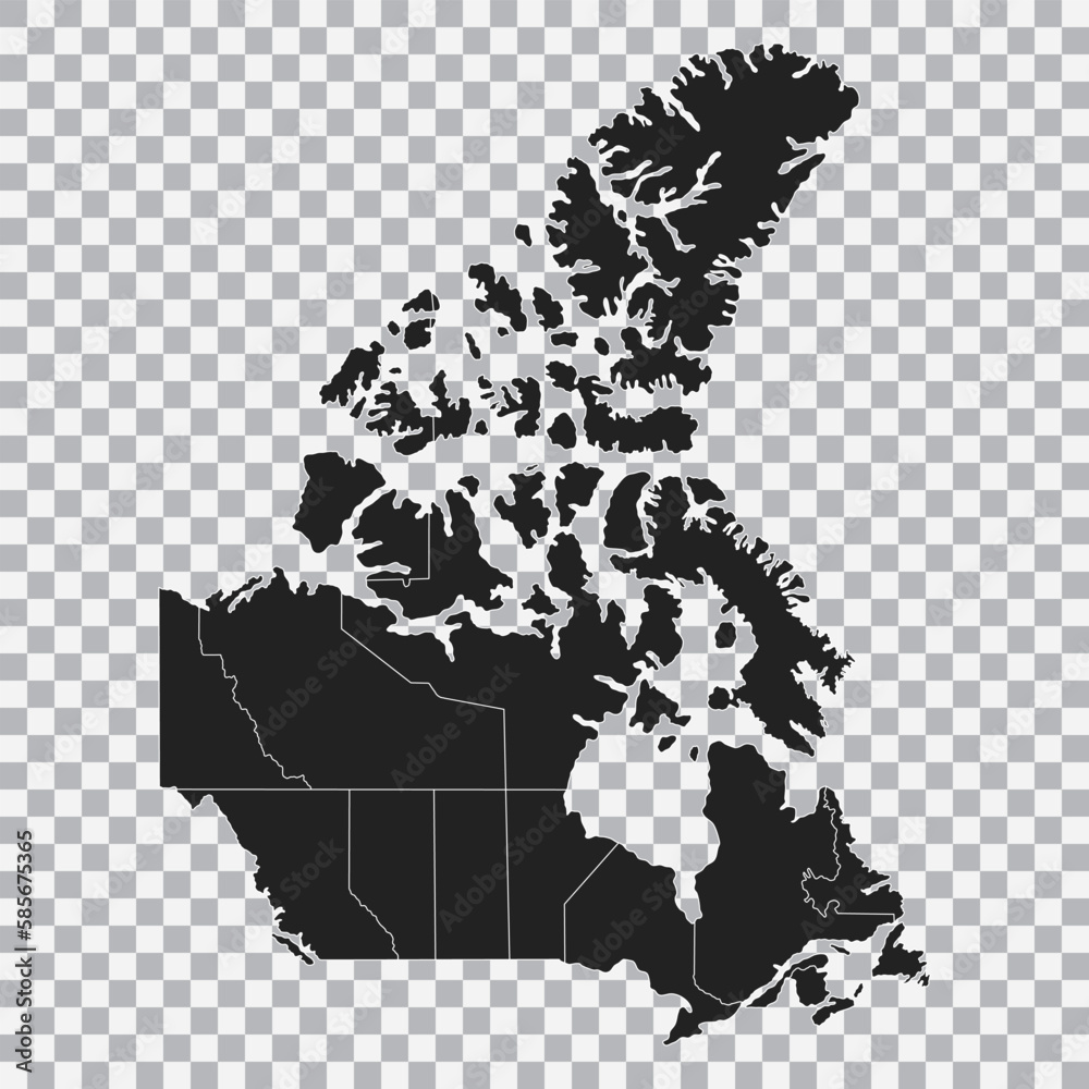 Political map of the Canada isolated on transparent background. Vector ...