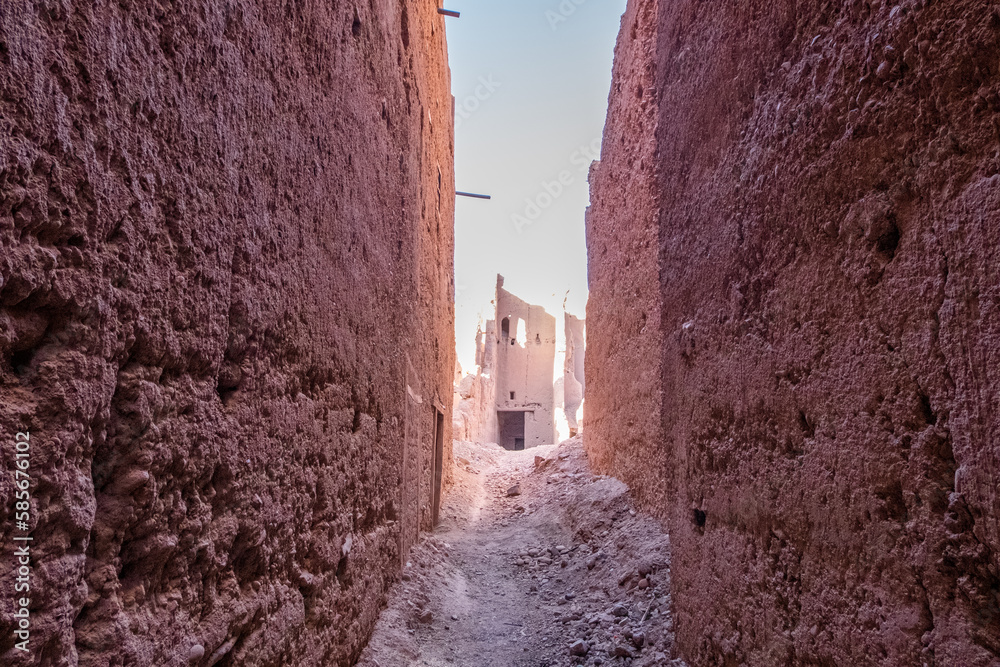 An alley in a semi deserted barbarian village in the atlas mountains ...