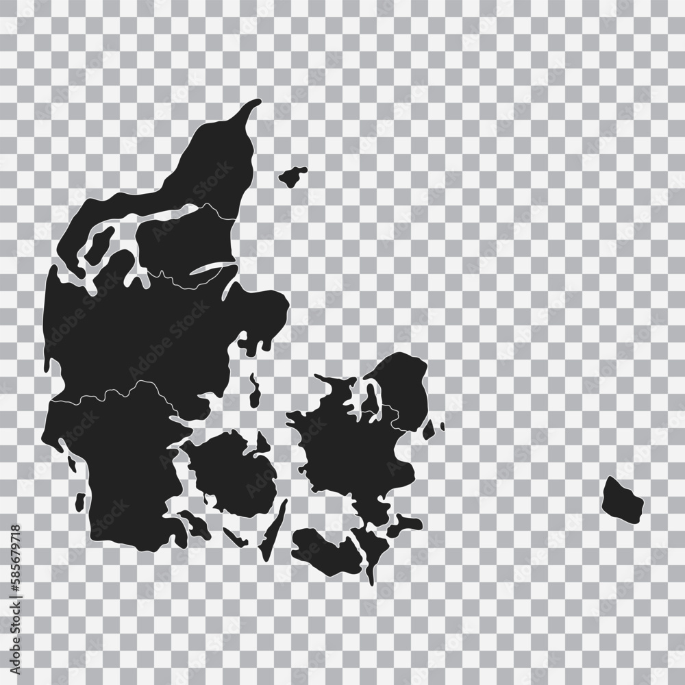 Political map of the Denmark isolated on transparent background. Vector ...