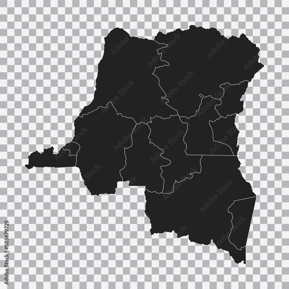 Political map of the Democratic Republic of the Congo isolated on ...