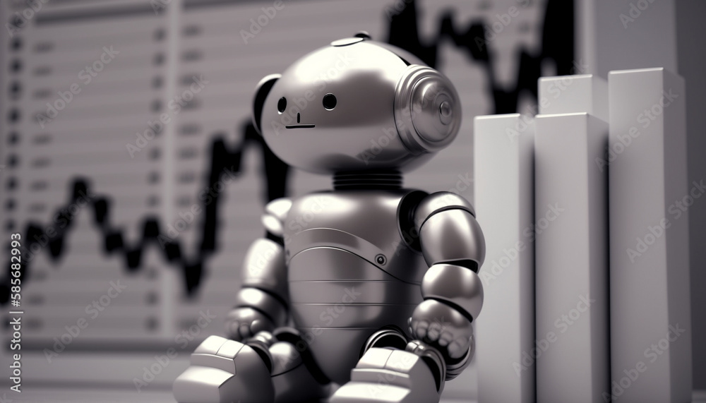 Bank and robot icons on graph chart background. Generative AI. Stock ...