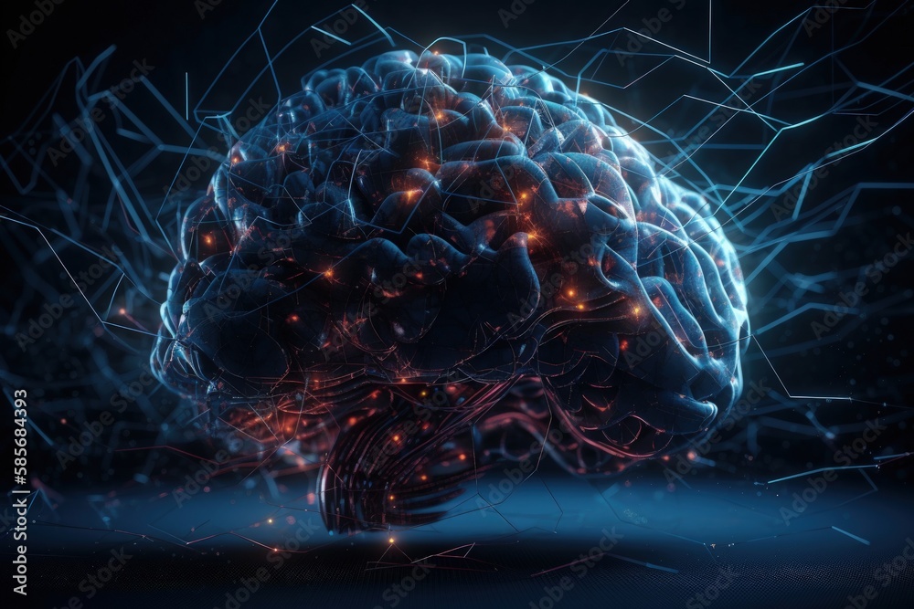 high-resolution 3D render of a human brain in vivid detail. Generative ...