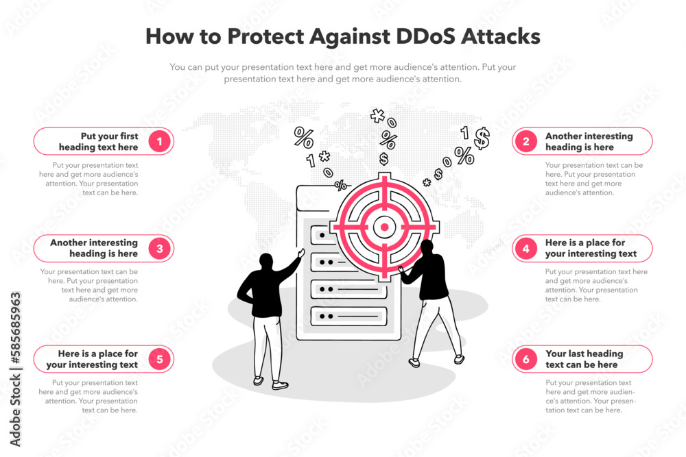 Simple infographic template for how to protect against DDoS attacks. 6 ...
