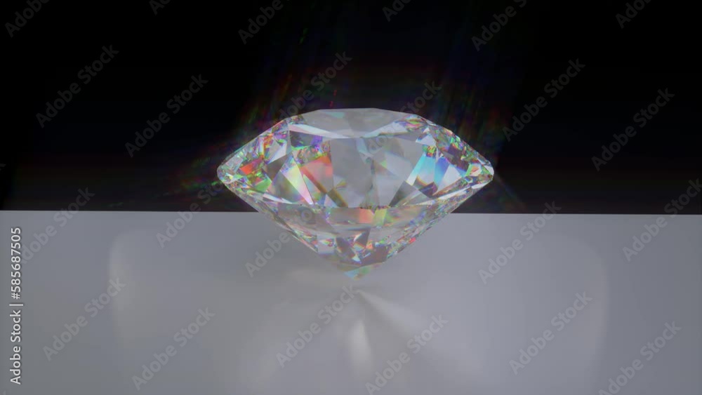 Round brilliant cut diamond rotating 360 degree animation with caustics ...