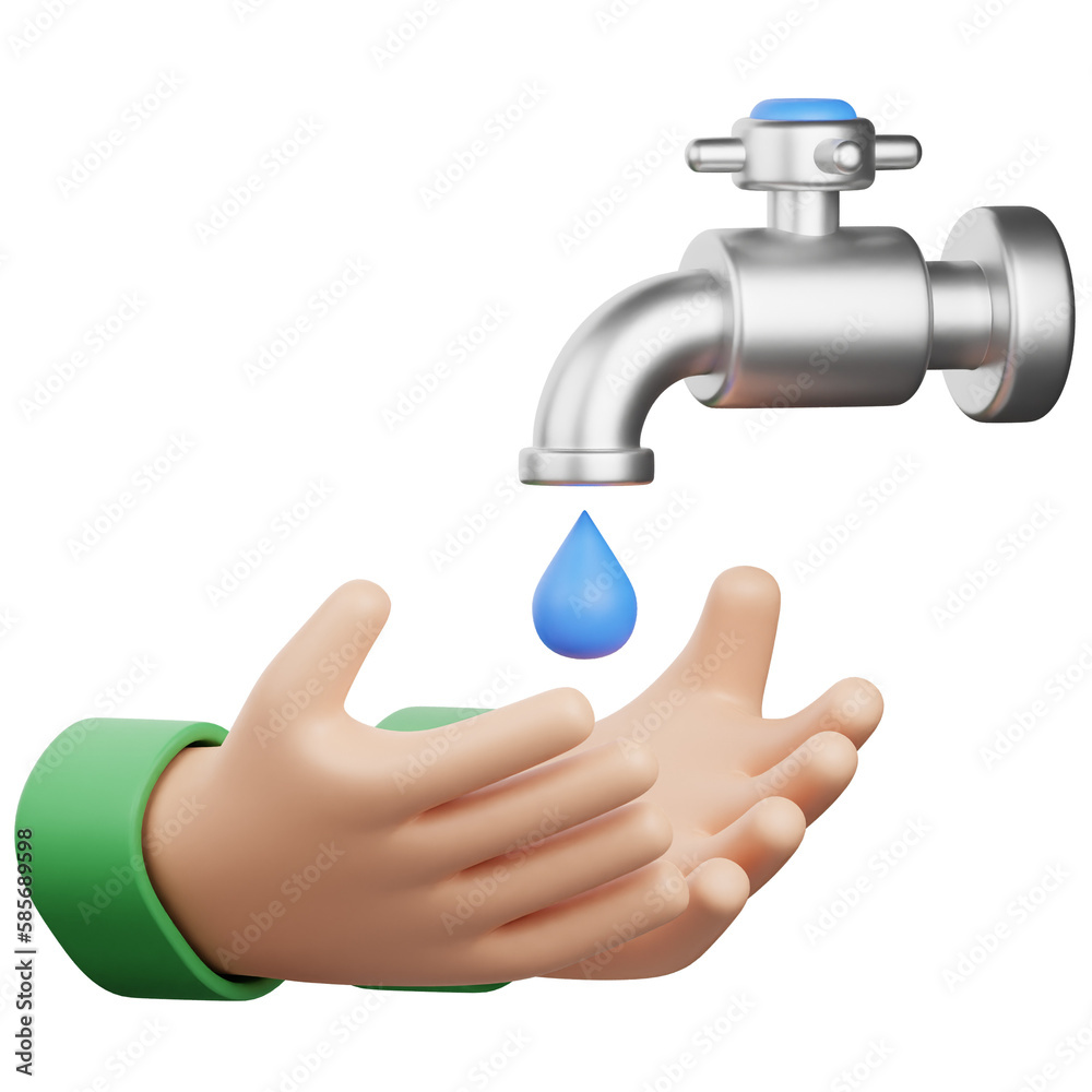 3D Render Washing Hand Icon, illustration isolated on white background ...
