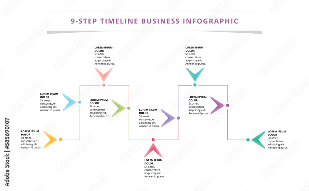 Simple 9 Step Angular Linear Timeline Infographic Stock Vector Adobe Stock
