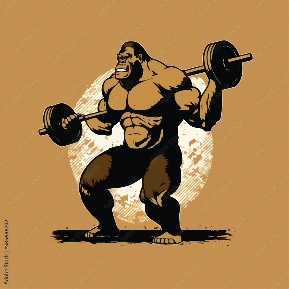 gorilla fitness cartoon logo, gym logo modern, masculine Stock Vector ...