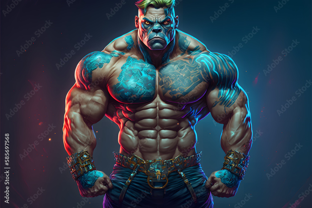 Dog as a bodybuilder created with generative AI technology Stock ...