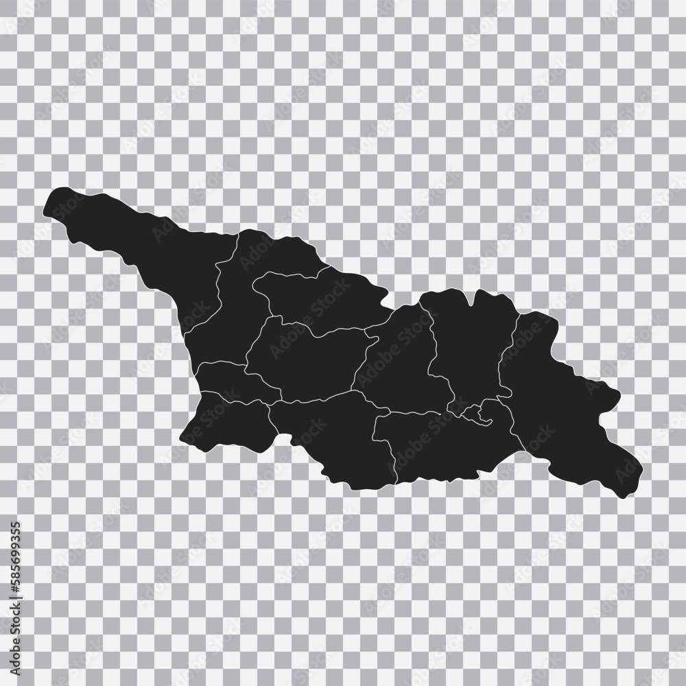 Political map of the Georgia isolated on transparent background. Vector ...