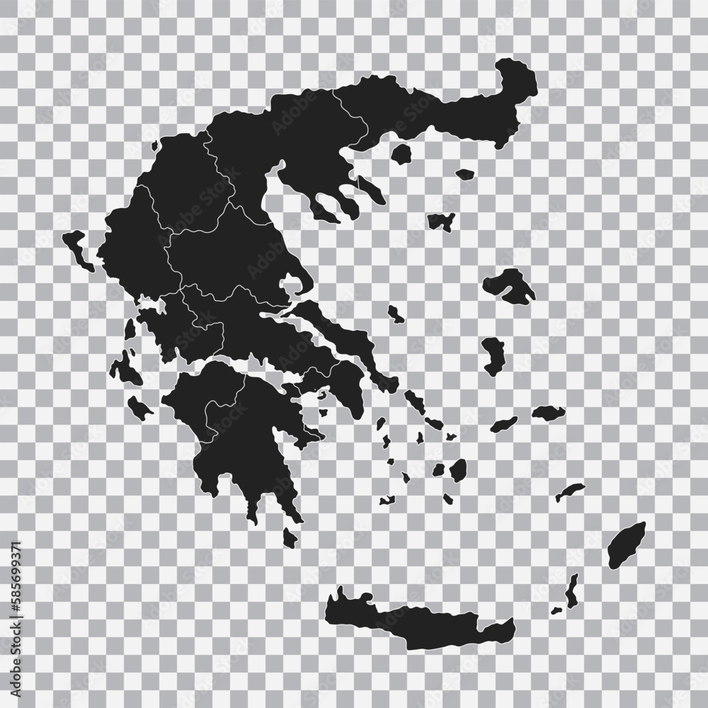 Political map of the Greece isolated on transparent background. Vector ...