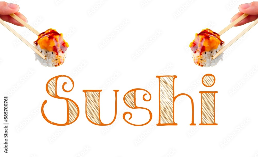 sushi - -color lettering - modern oriental style - ideal for sites ...