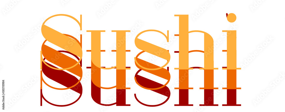 sushi - three-color lettering - modern oriental style - ideal for sites ...