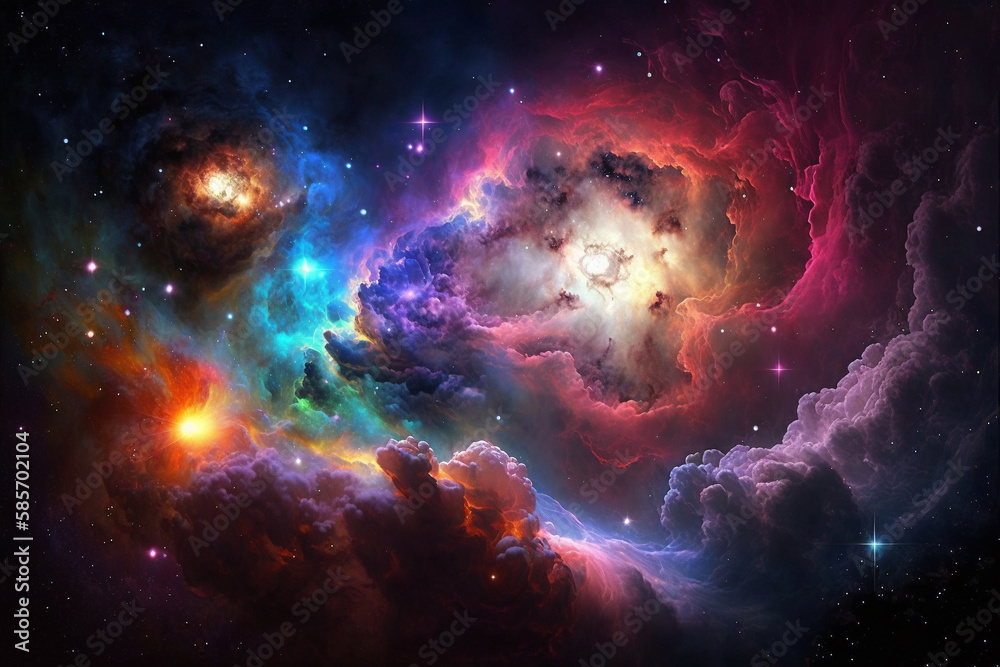 Spectacular vibrant colors nebula in outer space. AI generative ...