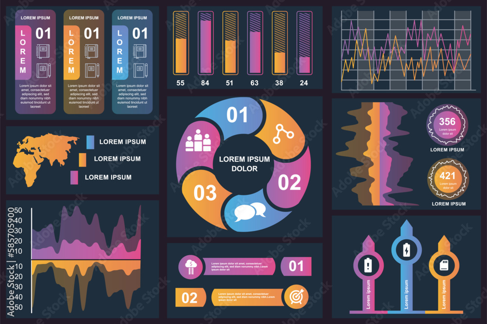 Set of infographic elements data visualization vector design template ...