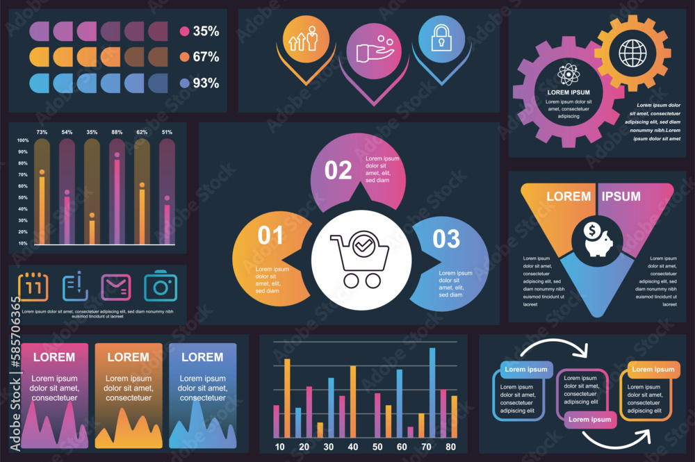 Set of infographic elements data visualization vector design template ...