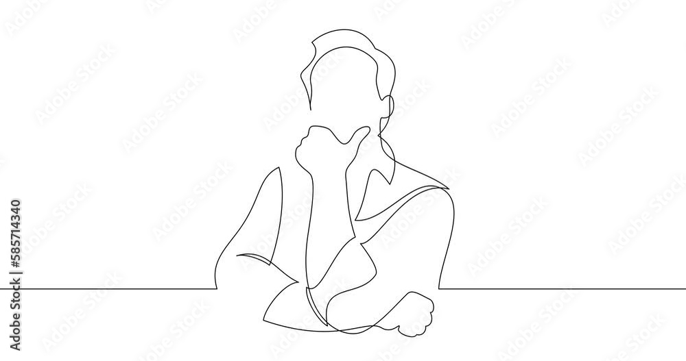 Animation of an image drawn with a continuous line. The man stands and ...