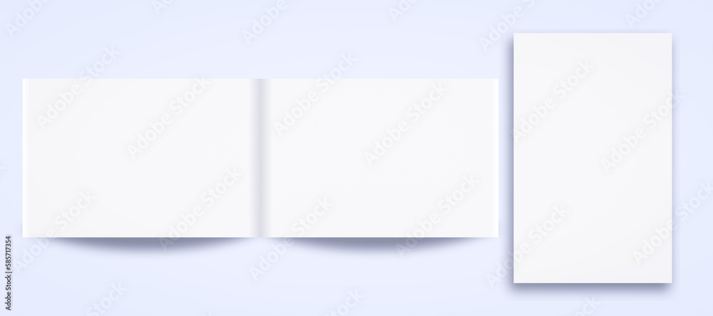 A4 Landscape Horizontal Magazine Brochure 3D Rendering White Blank ...