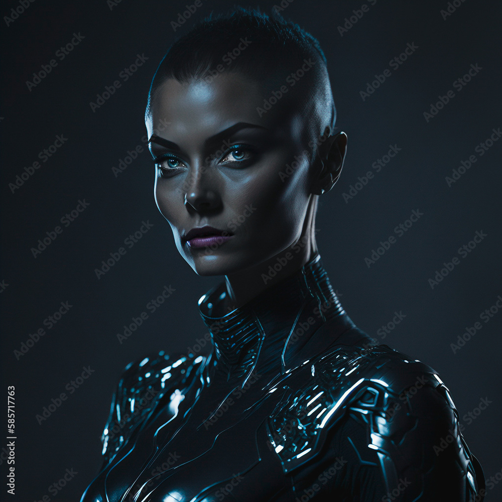 A.I. generated image of a dark-skinned woman with a humanoid appearance ...