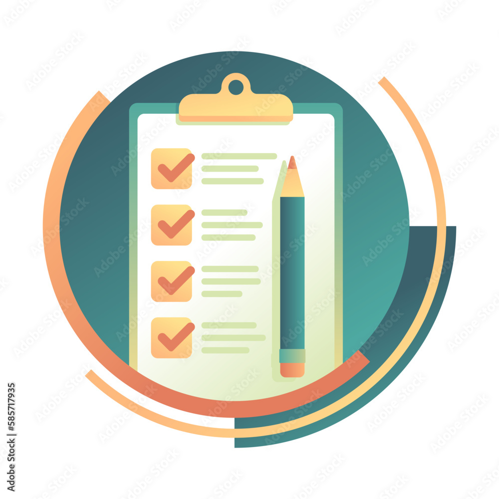 Paper checklist and pencil color pictogram Stock Vector | Adobe Stock