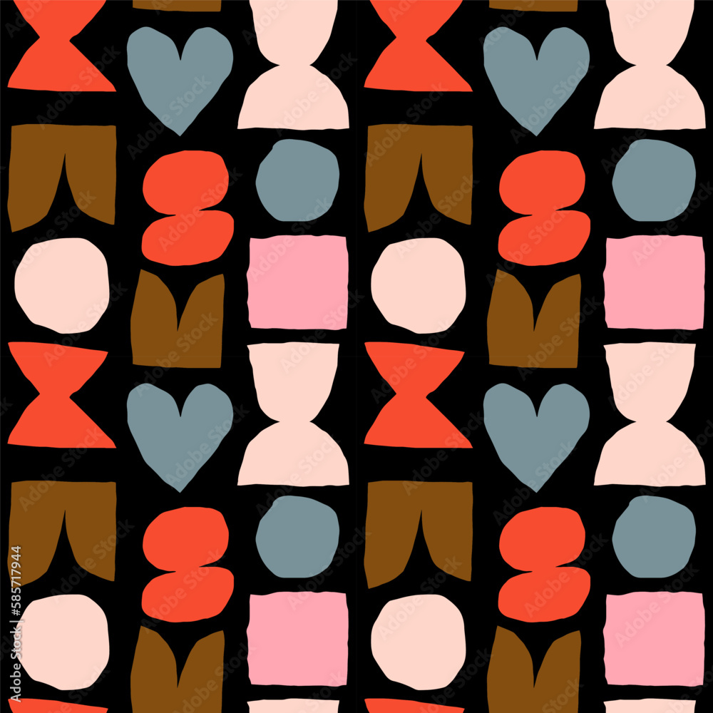 Cute and simple pattern with cut out abstract shapes. Colourful ...