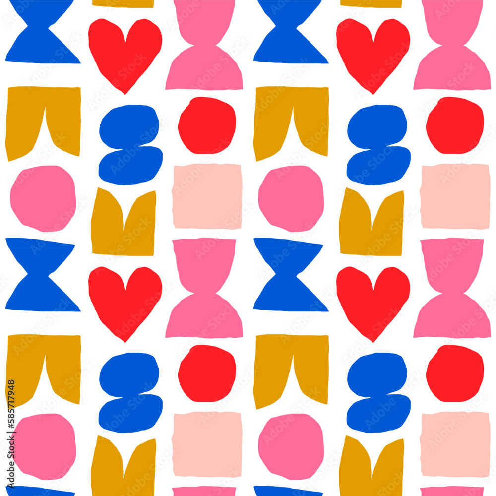 Cute and simple pattern with cut out abstract shapes. Colourful ...