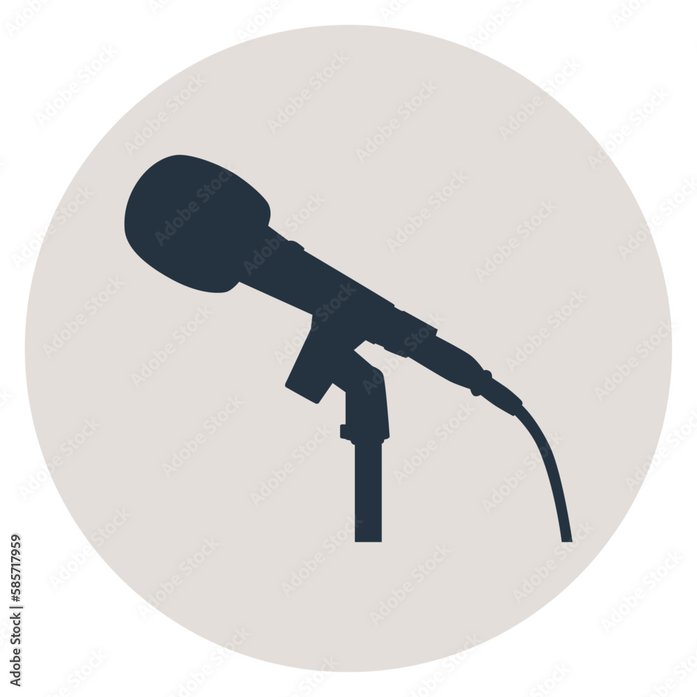 Silueta aislada de micrófono de estudio en círculo gris Stock Vector ...